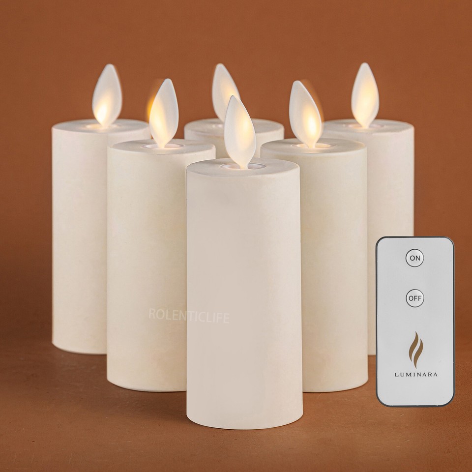 Luminara Flameless Battery Votive Candles with Remote Moving Wick Ivory ...
