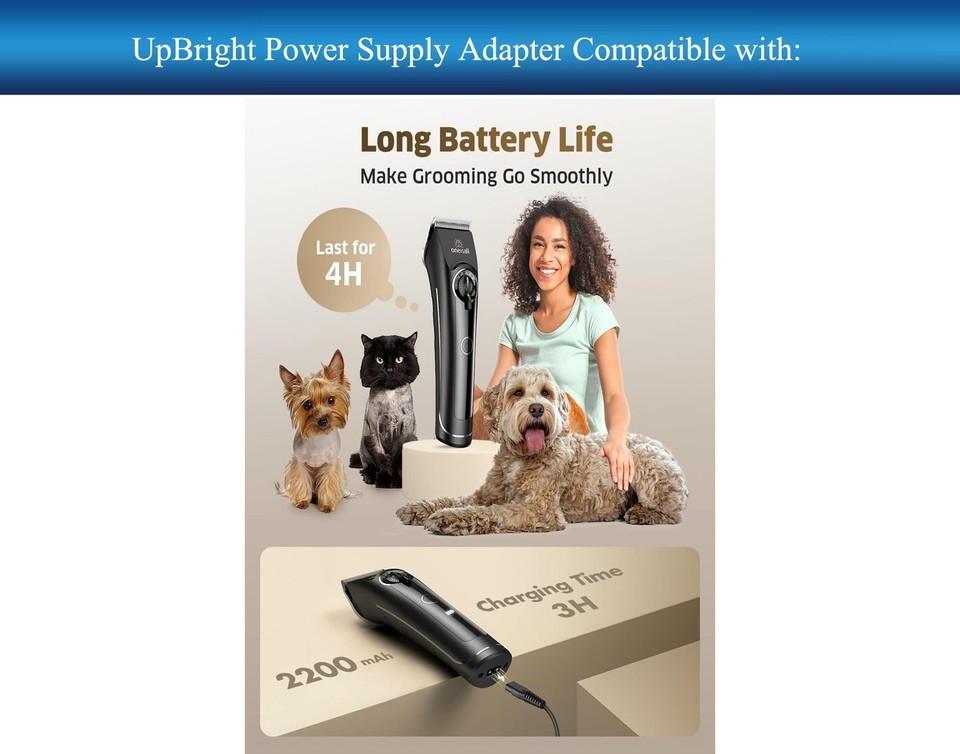 AC Adapter For oneisall CP-9050 Dog Clippers For Grooming Thick Coats ...
