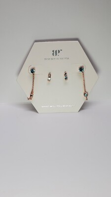 Trendsetter Aquamarine Cubic Zirconia Rose Gold Plating Earrings Bomb ...
