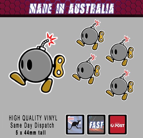 Mario Bomb Style PACK 0f 5 mini 44 MM Sticker Decal Funny | eBay Australia