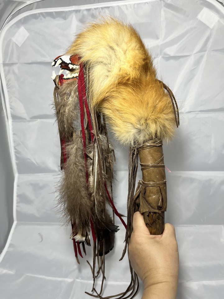 Vintage RARE Native American Ceremonial Medicine Stick Rattle One of a ...