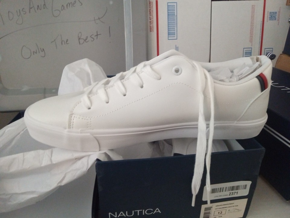 Nautica Graves Mens Size 12 White & Navy Casual Loafer Shoe Sneakers # ...