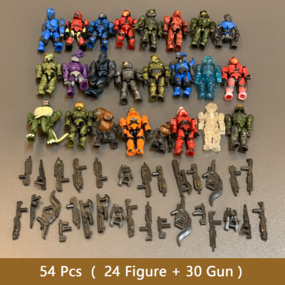 New 54Pcs (24 Figures +30 Gun) HALO Mega Bloks CONSTRUX Unsc Elite ...