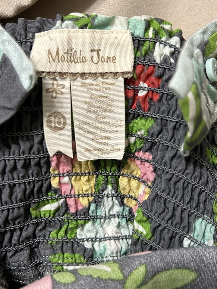Matilda Jane size 10 girls gray pink blue floral sleeveless fit & flare ...