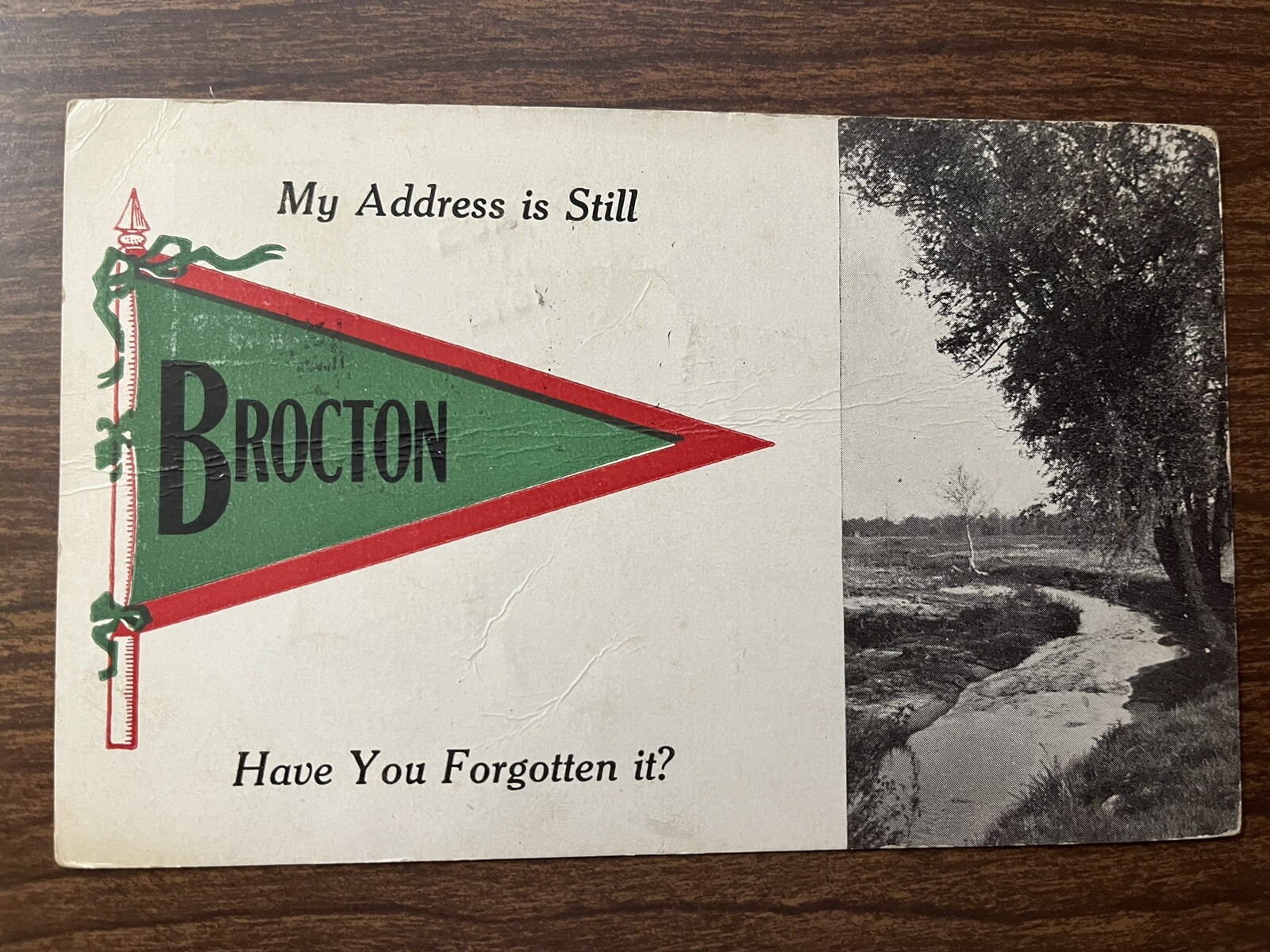 Brocton, New York NY Greetings Postcard ~ Posted 1912 ~ Pennant ...