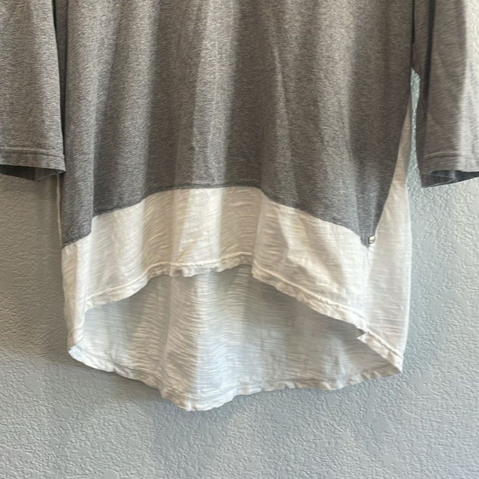 Neon Buddha Gray & White Colorblock Roll Tab Sleeve Cowl Neck Tunic ...