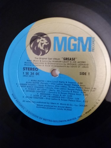 GREASE ORIGINAL BROADWAY CAST ALBUM - MGM RECORDS LP | eBay