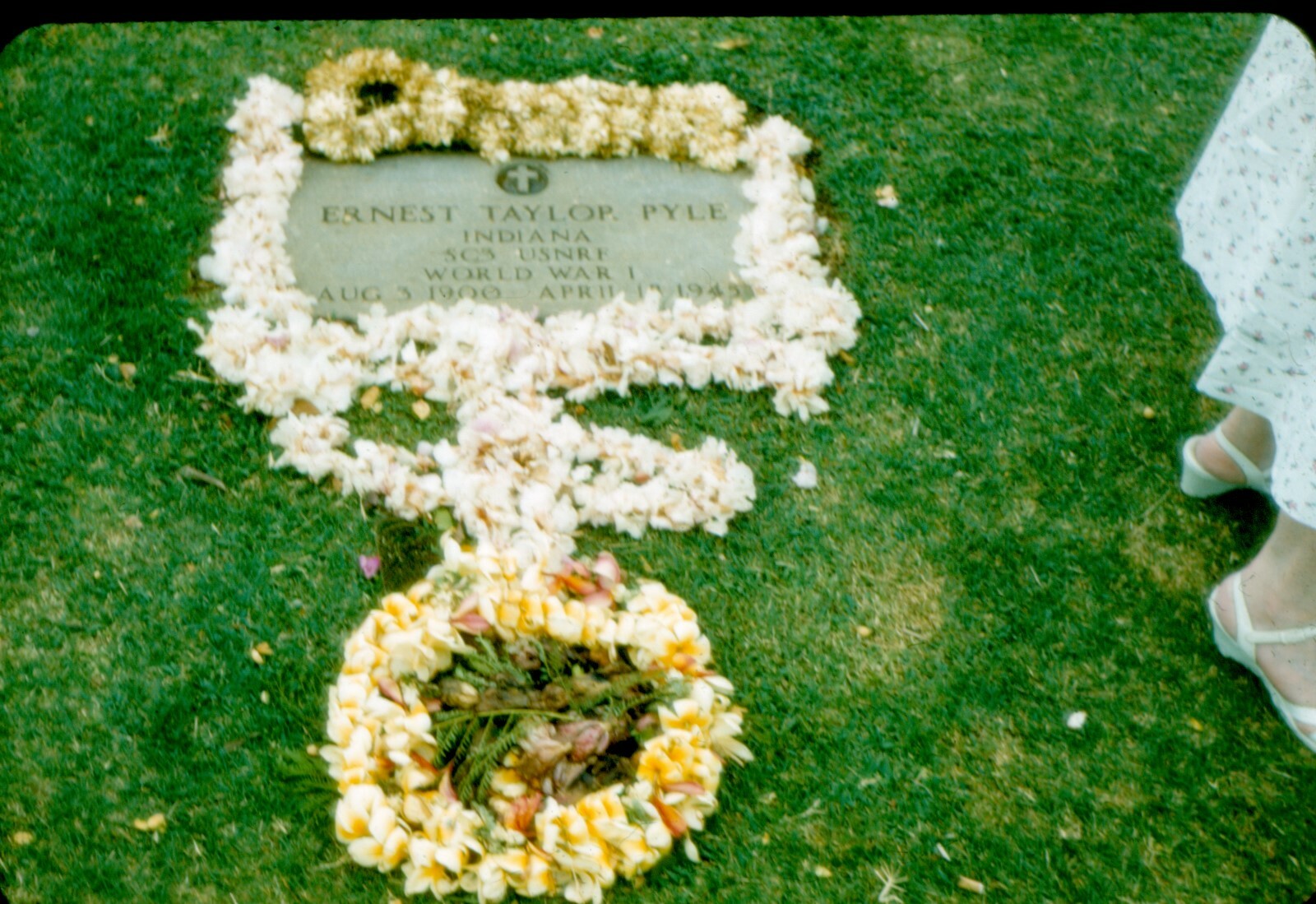 vintage 35mm slide out of frame woman by Ernie Pyle grave gravesite ...