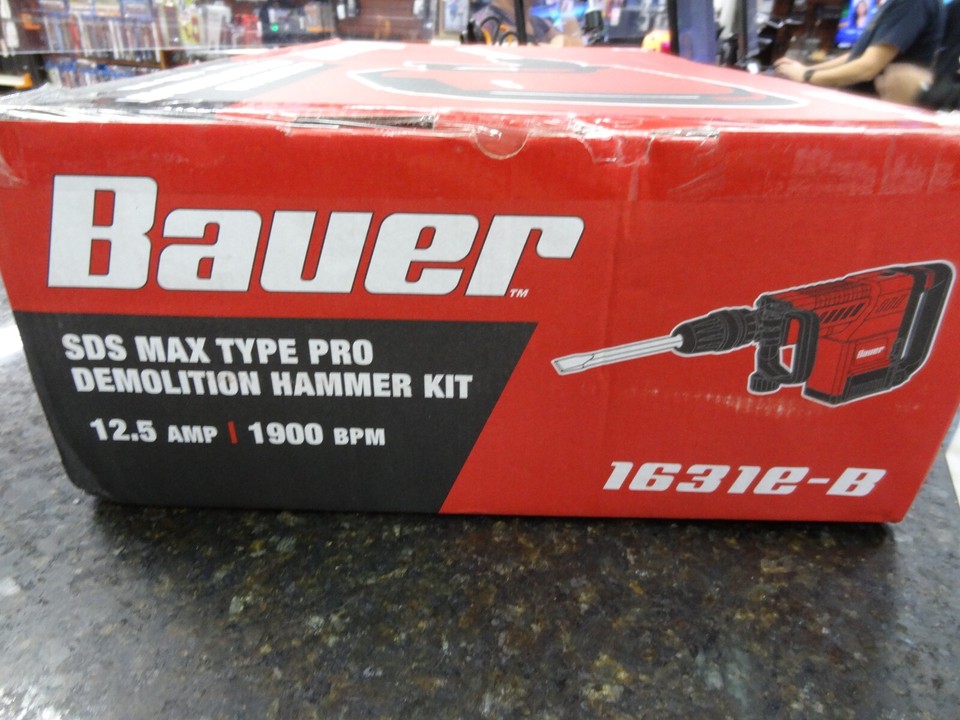NEW Bauer 1631E-B 12.5Amp 1900BPM SDS-Max Type-PRO Demolition Hammer ...
