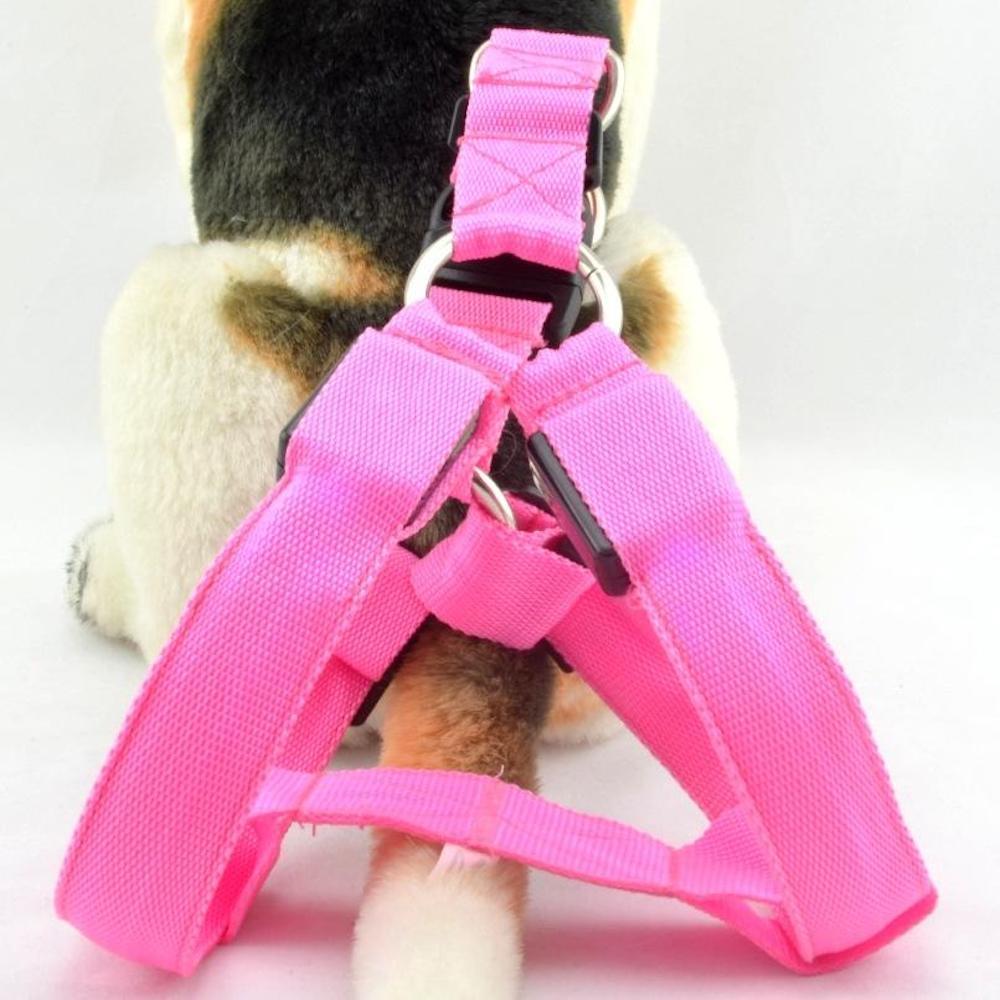 RECHARGEABLE LED PET GLOW-IN-THE-DARK HARNESS dog safety chest neck ...