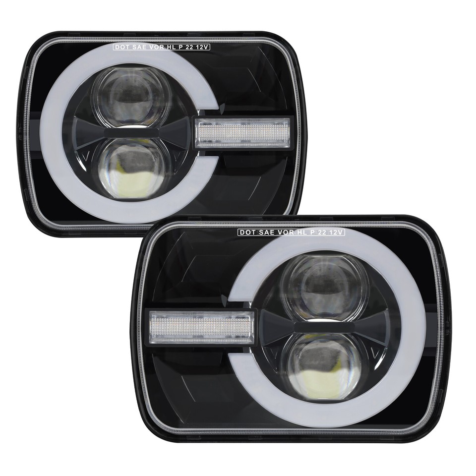 Pair 5X7" 7x6" inch LED Headlights Hi/Lo Beam DRL For Nissan Hardbody ...