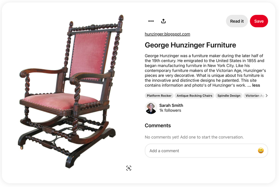 Rare Antique George Hunzinger Rocking Chair, late-19th Century ...