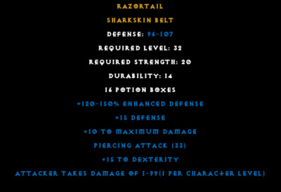 💥Razortail Belt Klingenschweif Gürtel Diablo 2 Resurrected D2R PC💥 ...