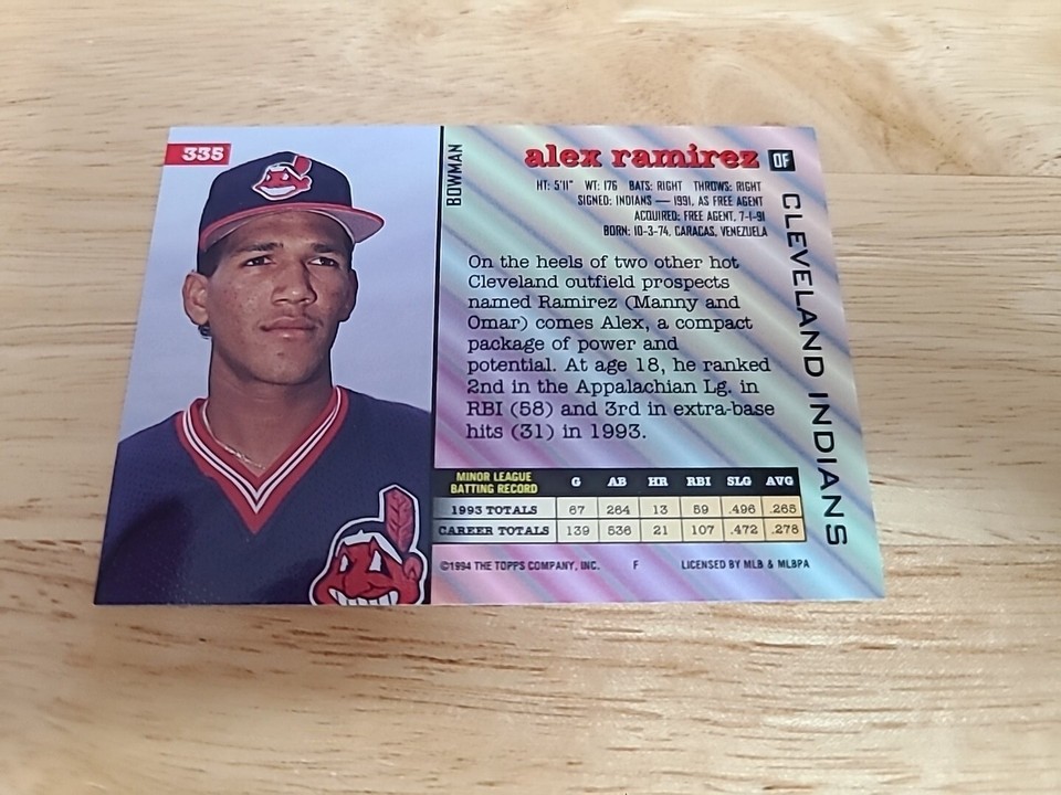 1994 Bowman Alex Ramirez #335 Cleveland Indians Rookie Card $$ | eBay