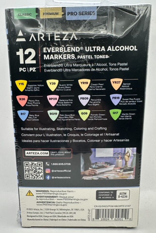 Arteza EverBlend Ultra Art Markers | Pastel Colors 12 PC (ARTZ-2147) | eBay