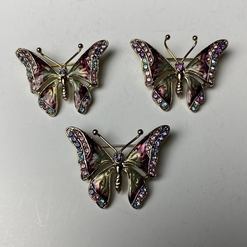 3 Vintage Liz Claiborne LC Butterfly Brooch Lapel Pin Lot Enamel ...