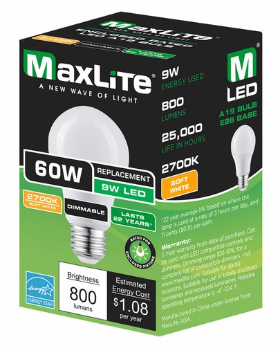 Single Pack Maxlite LED Light Bulb 60w Cool White Dimmable | eBay