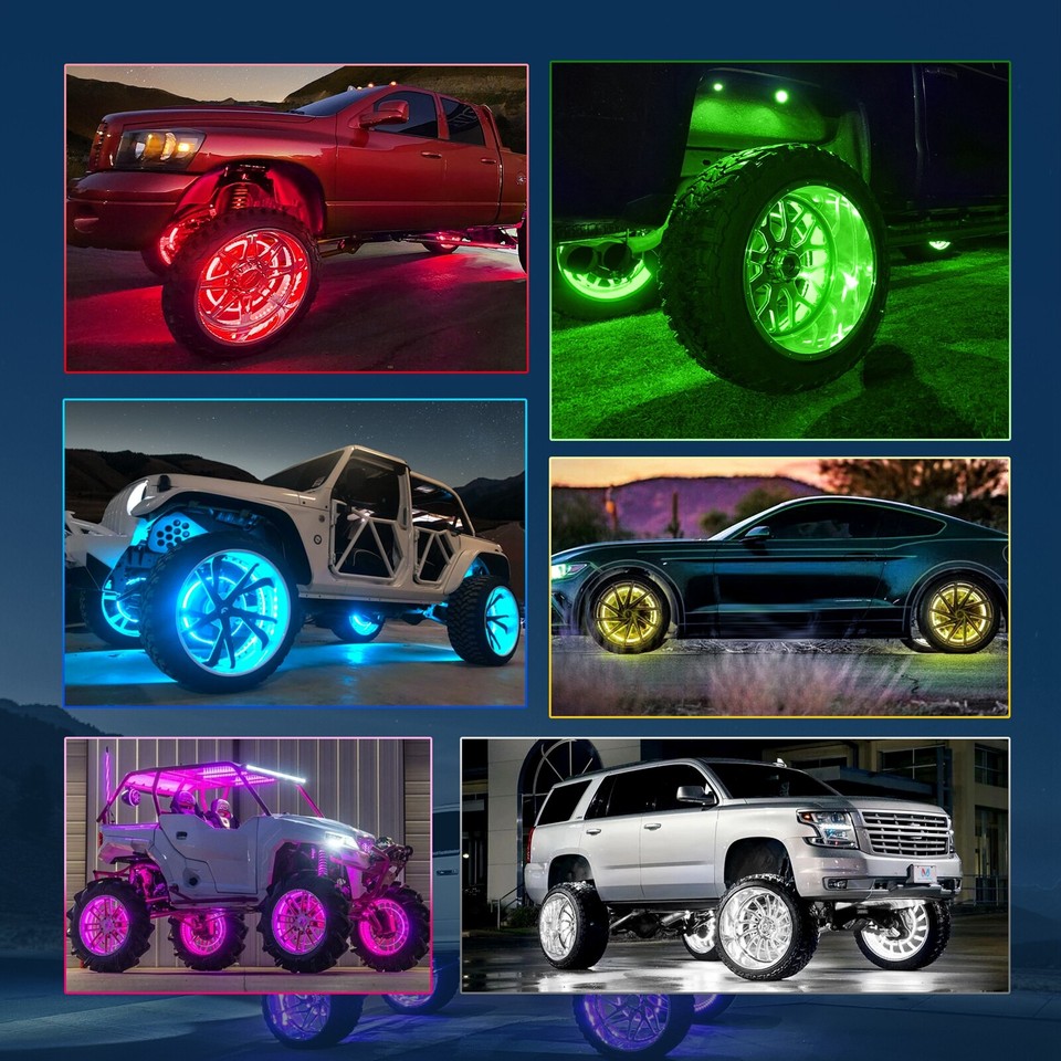 4X 15.5" RGB LED Wheel Ring Light Rim Lights For JEEP Wrangler JK TJ JL ...