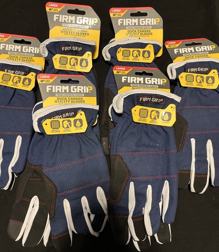 Firm Grip Heavy Duty Utility Gloves, Touch Screen, Duck Canvas, Navy ...