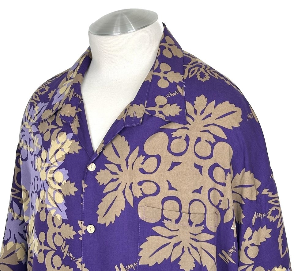 MAMO Howell Floral Purple & Brown 100% Rayon Vintage Hawaiian Aloha ...