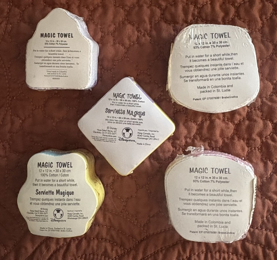 Disney Store Princess Belle Beauty and the Beast Magic Towels Set of 5 ...