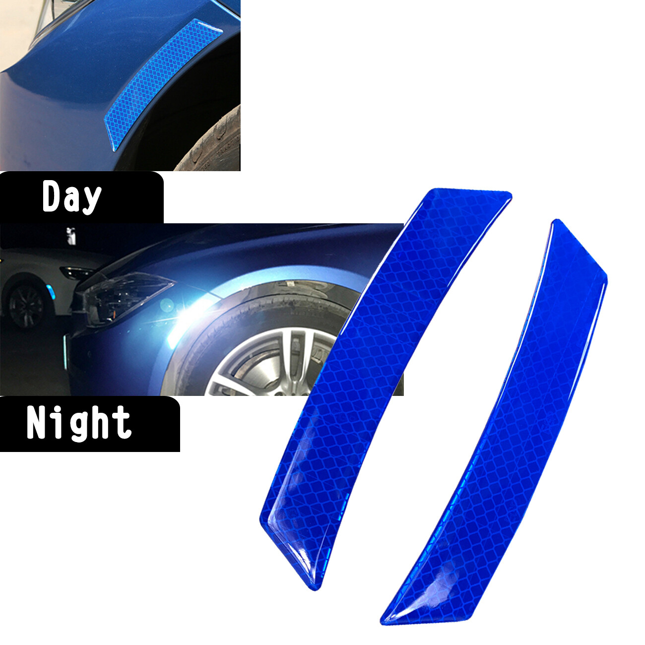2x Reflective Blue Racing Anti-collision Bumper Marker Stripe Decal ...