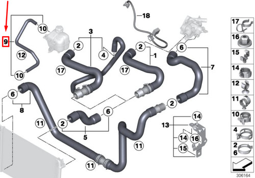 MINI COUNTRYMAN R60 ENGINE COOLANT OVERFLOW HOSE 17129802111 9802111 NO ...