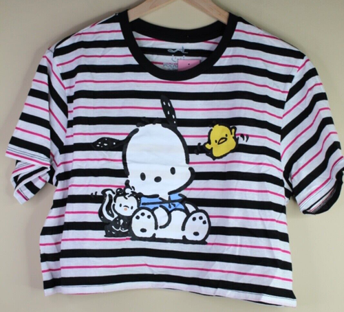 Pochacco by Sanrio Striped Cropped Top Womens Short Sleeve Crew Neck ...