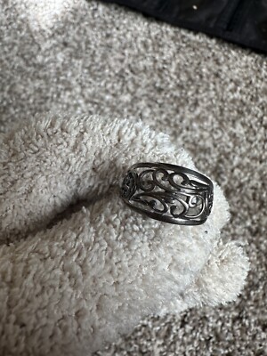 Premier Designs Sterling Silver Scrolled Openwork Dome Band Ring 925 Sz ...