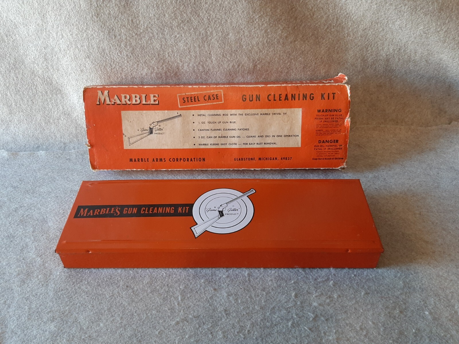 Vintage MARBLES Rifle Shotgun Gun Cleaning Kit in Steel Case Hunting ...