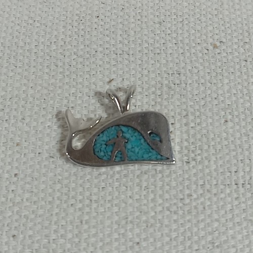 Whale Pendant with Turquoise Chip Inlay | eBay