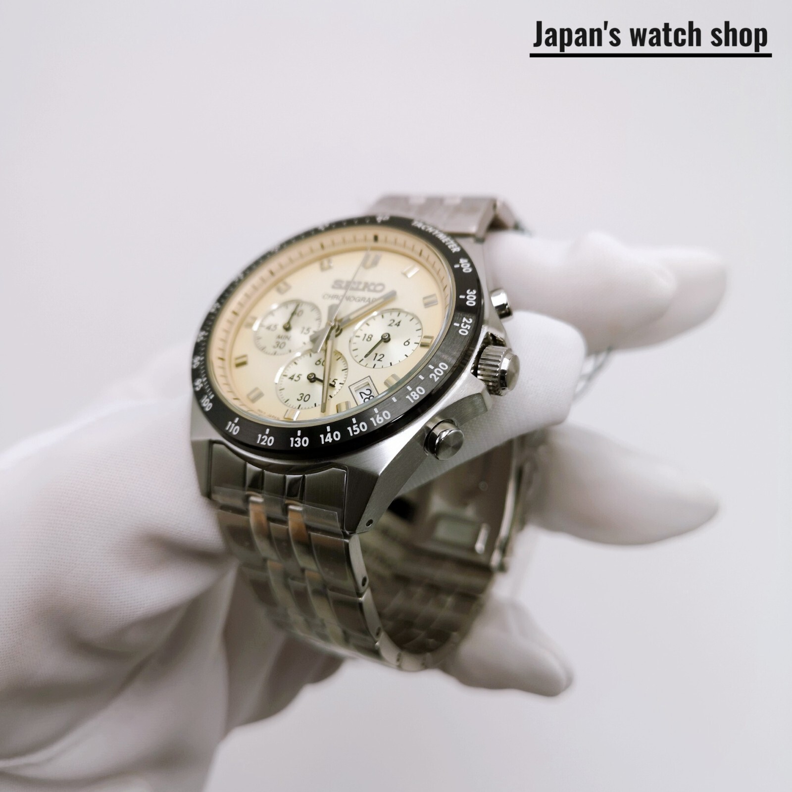 SEIKO Spirit NEO VINTAGE SBTR045 Ivory Chronograph Quartz Men's Watch ...