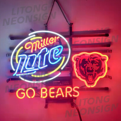 Chicago Bears Lite Beer Neon Light Sign 24x20 Beer Bar Pub Wall Decor ...
