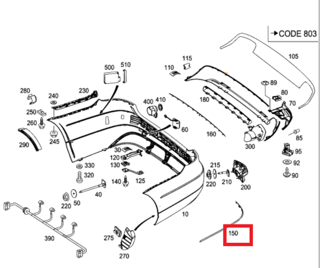 Mercedes-Benz E-class W212 Rear Left Bumper Molding A2128852121 Genuine ...