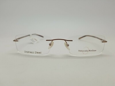 2 Units NEW Naturally Rimless Brown Prescription Eyeglass Frames 53-20 ...