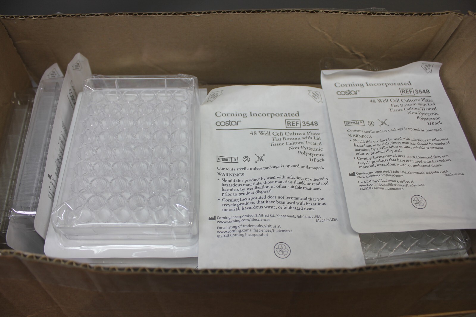 CORNING COSTAR 3548 48 WELL CELL CULTURE PLATE FLAT BOTTOM W/ LID 18 ...