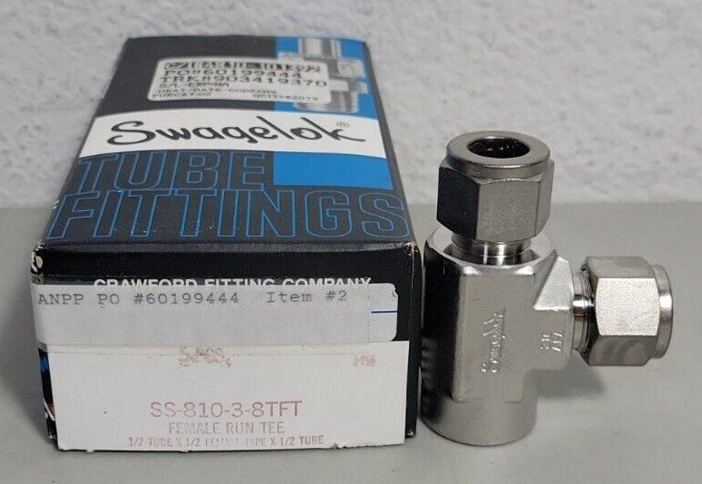 (5) Swagelok SS-810-3-8TFT Female Run Tee Fitting 1/2 OD x 1/2 FNPT x 1 ...