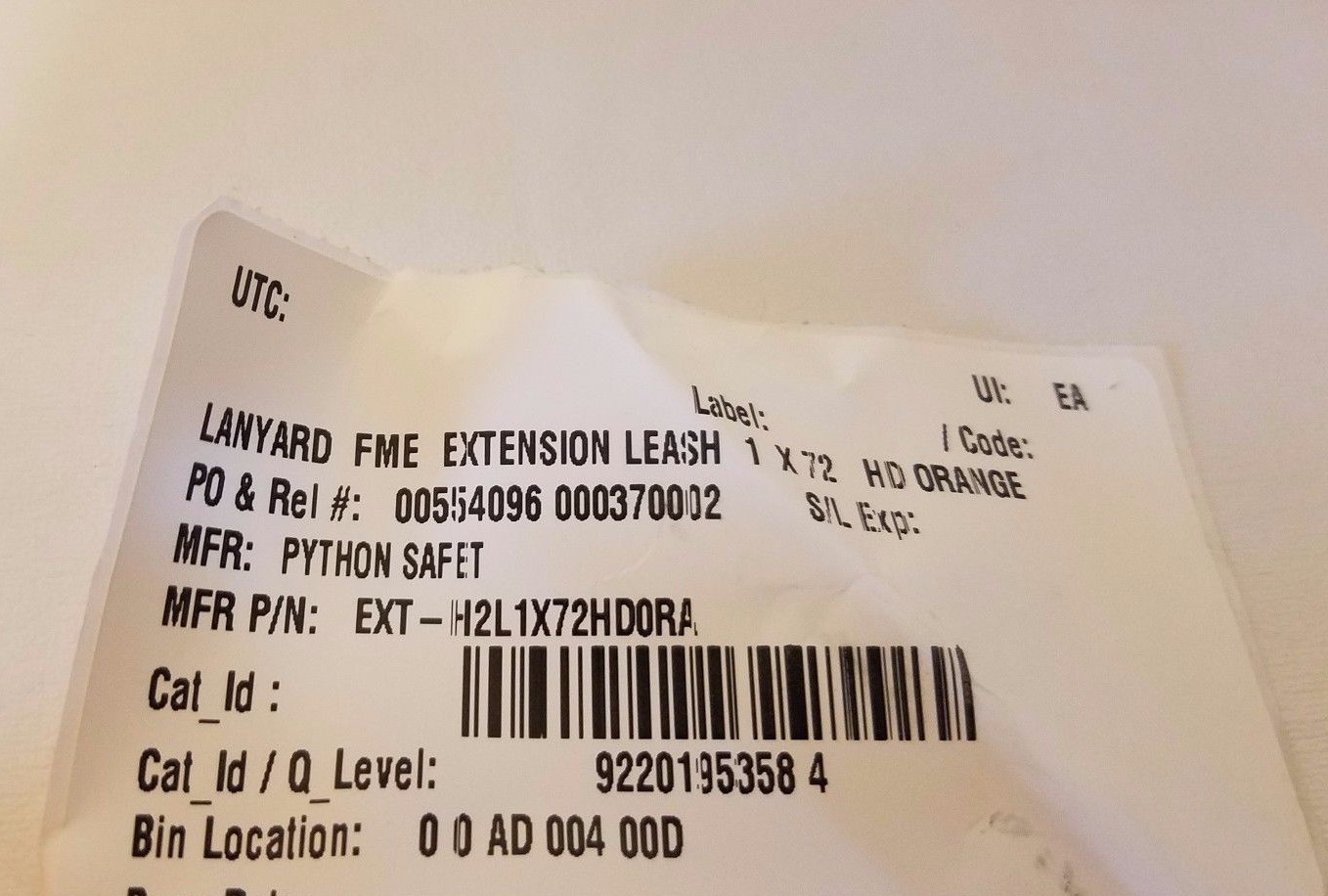 Python Safety EXT-H2L1X72HD Orange Hook2Loop Lanyard Safety Leash ...