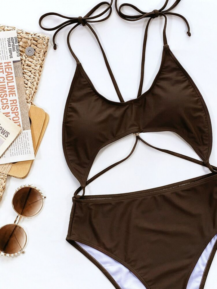 Womens Sexy Cut Out One Piece Swimsuit Bandage Monokini High Waist ...