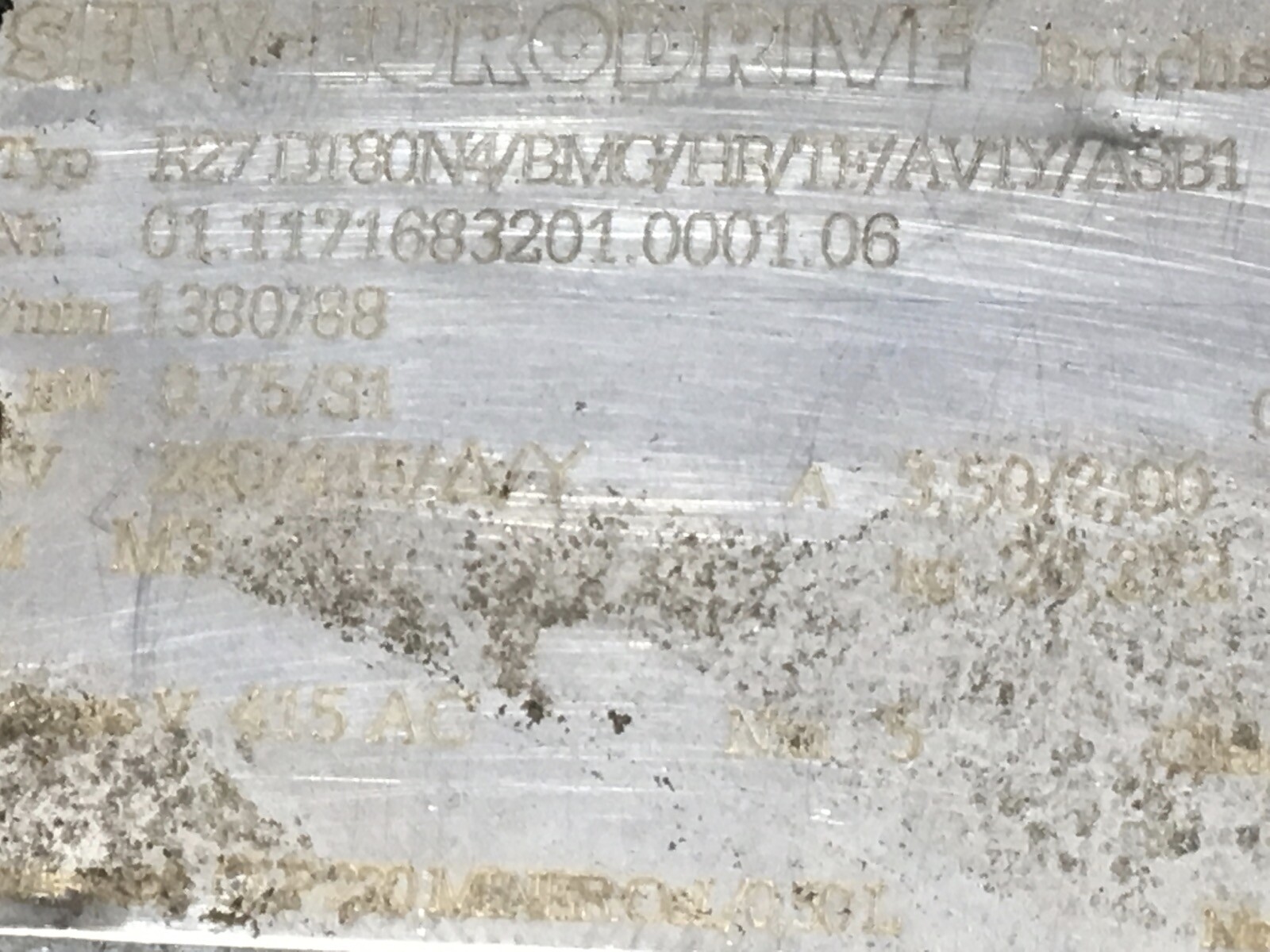 SEW EURO DRIVE R27 DT80N4/BMG/HR/1F/AV1Y/ASB1 GEAR MOTOR 1380RPM | eBay