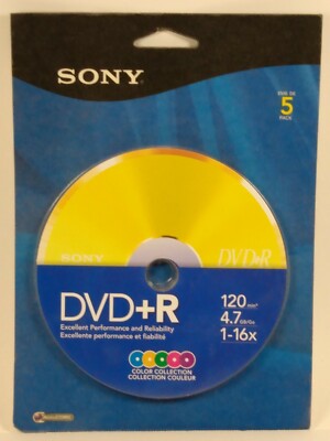 Sony DVD-R 5 pack - 120 minutes 1x-16x Speed Color Discs | eBay