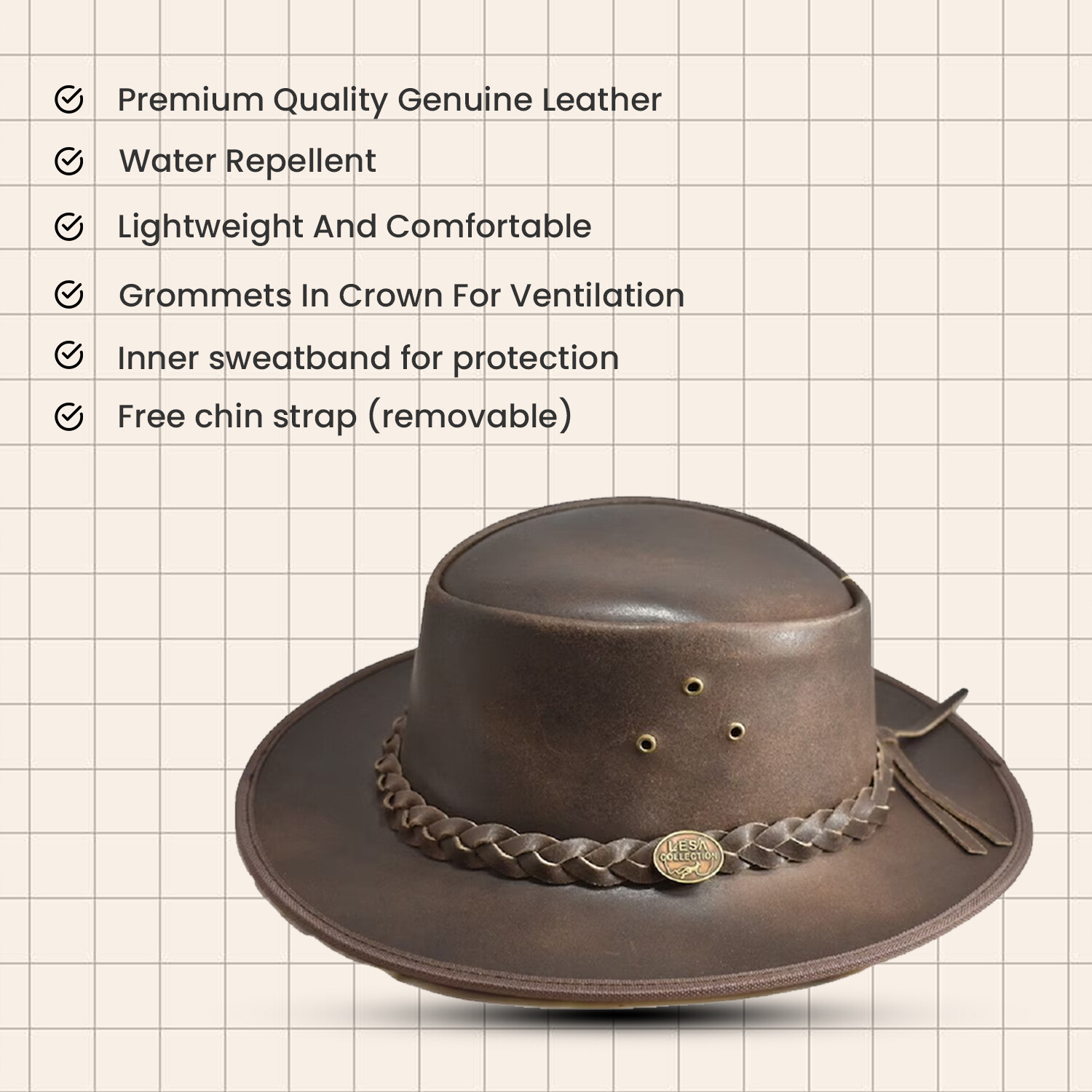 Aussie Western Cowboy Leather Outback Bush Hat Brown Distressed ...