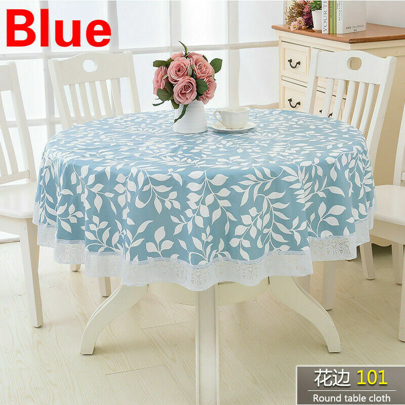 Flower Lace Round Tablecloths PVC Table Covers Waterproof for Dining ...
