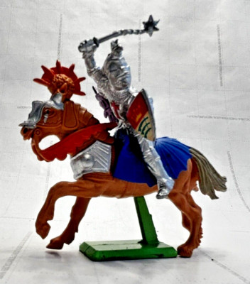 Vintage Britains Deetail Mounted Medieval Silver Knight w/ Morning Star ...