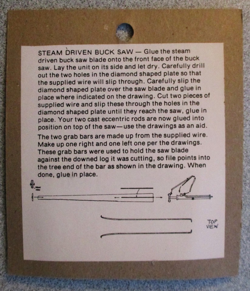 HO scale: Steam Buck Saw circa 1900, a brass, cast metal & tubing kit ...