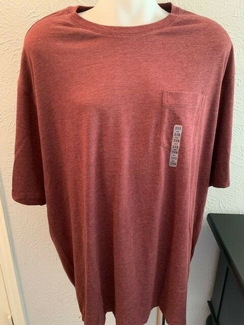 NEW Mens 3XLB 3XB 3XL BIG POCKET T-Shirt Tee Shirt $25 RED Wine Heather ...