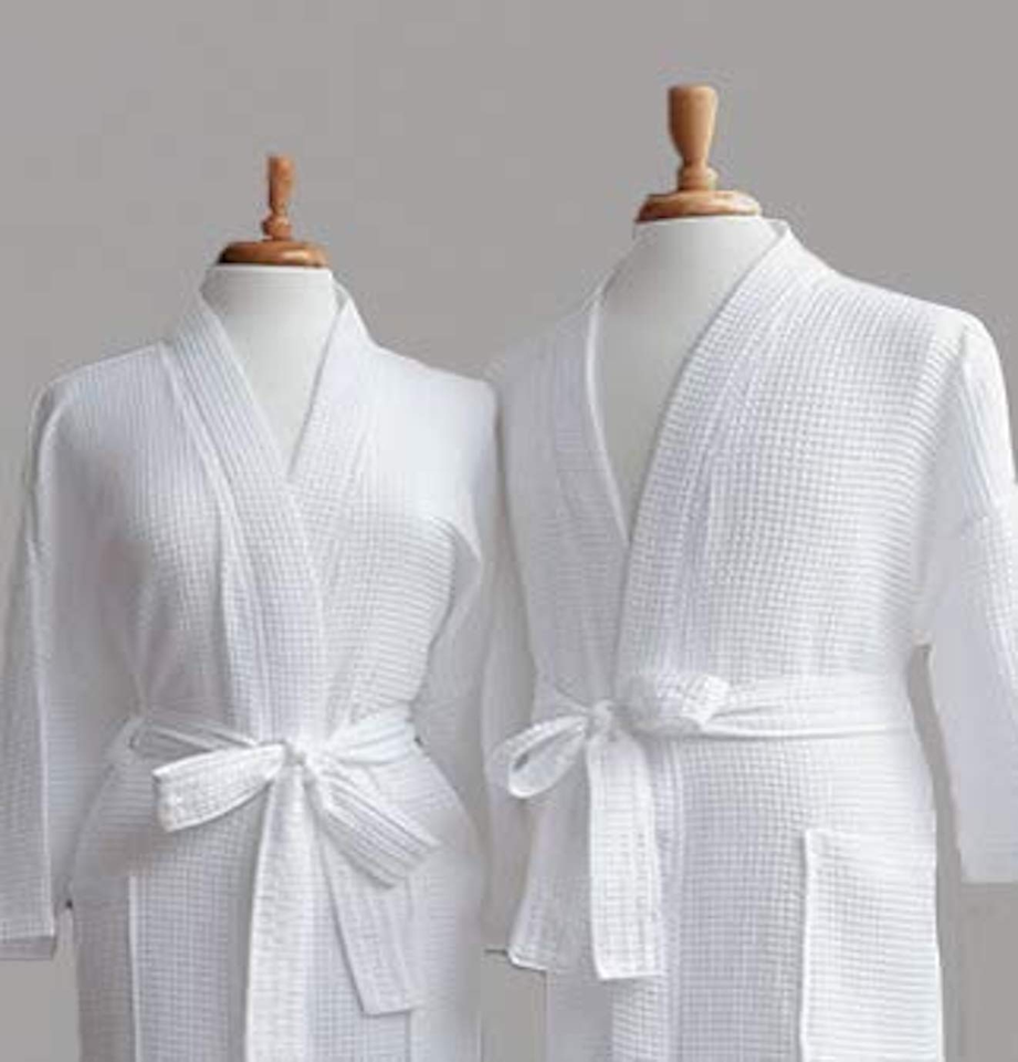 Unisex Hotel Spa Waffle Bath Robe 100% Cotton Dressing Gown Bathrobe ...
