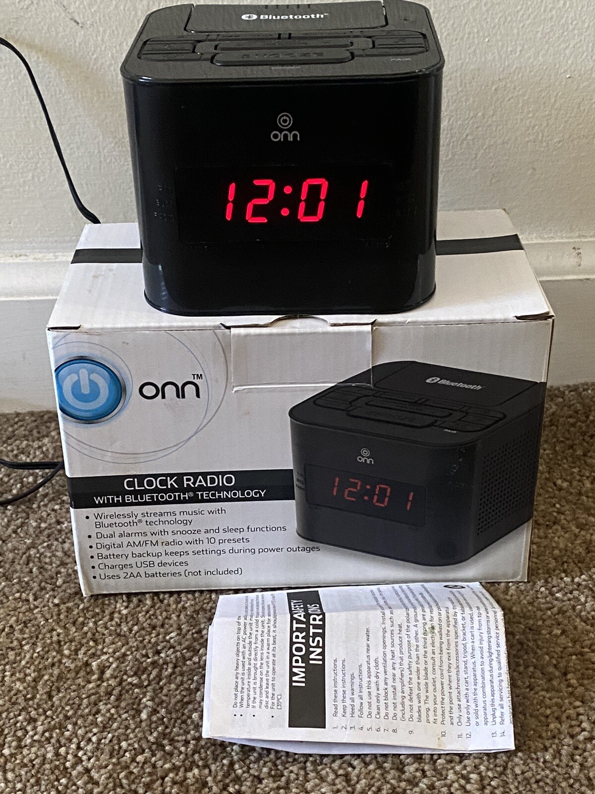 Onn ONB14AV204 Clock Radio with Bluetooth Technology | eBay