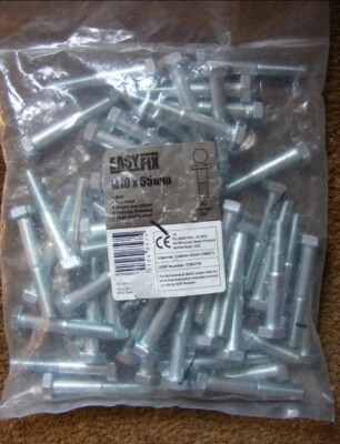 Screwfix 50x M10 X 65MM Part-threaded Hexagon Hex Head Steel Bolts ...