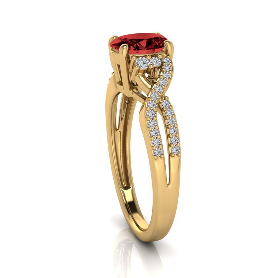 1.16Ct Lab Created Garnet & Natural Diamond Infinity Engagement Ring ...